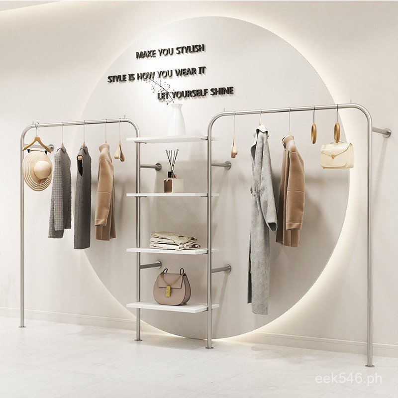 Clothes Rail Clothing Store Stainless Steel Rack silver Clothes Rack ...