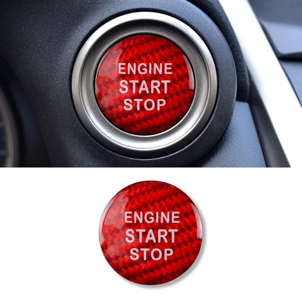 Bilisin Compatible with Car Carbon Fiber Engine Start Stop Button Cover ...