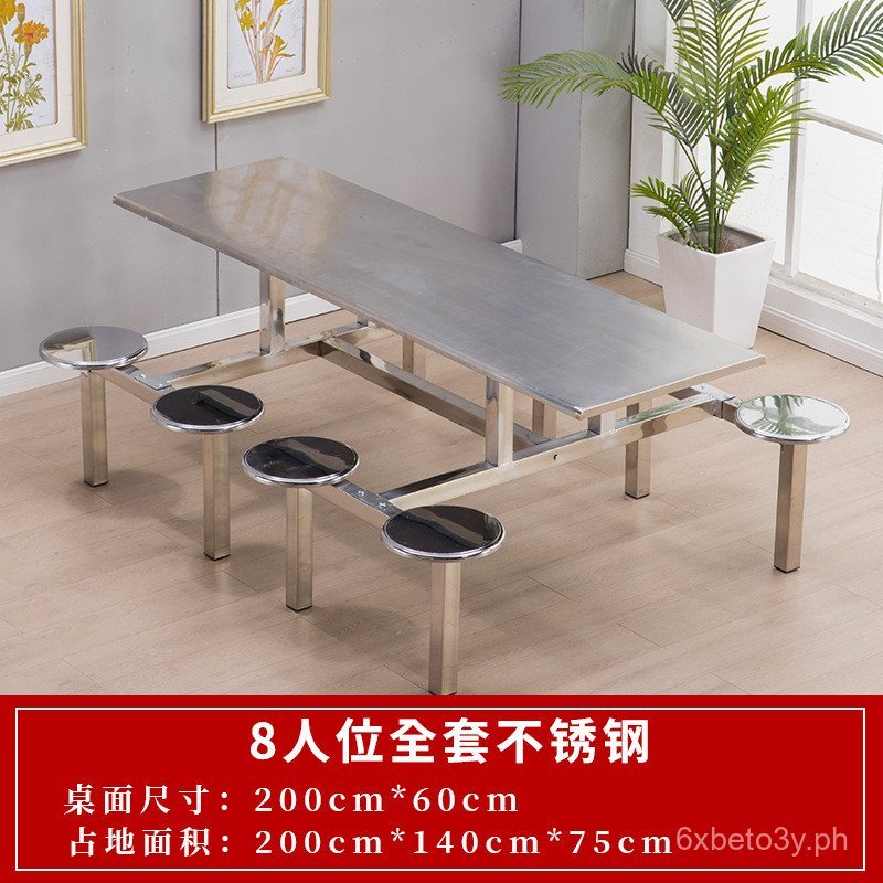 Stainless Steel Dining Table School Canteen Dining Table and Chair Unit ...