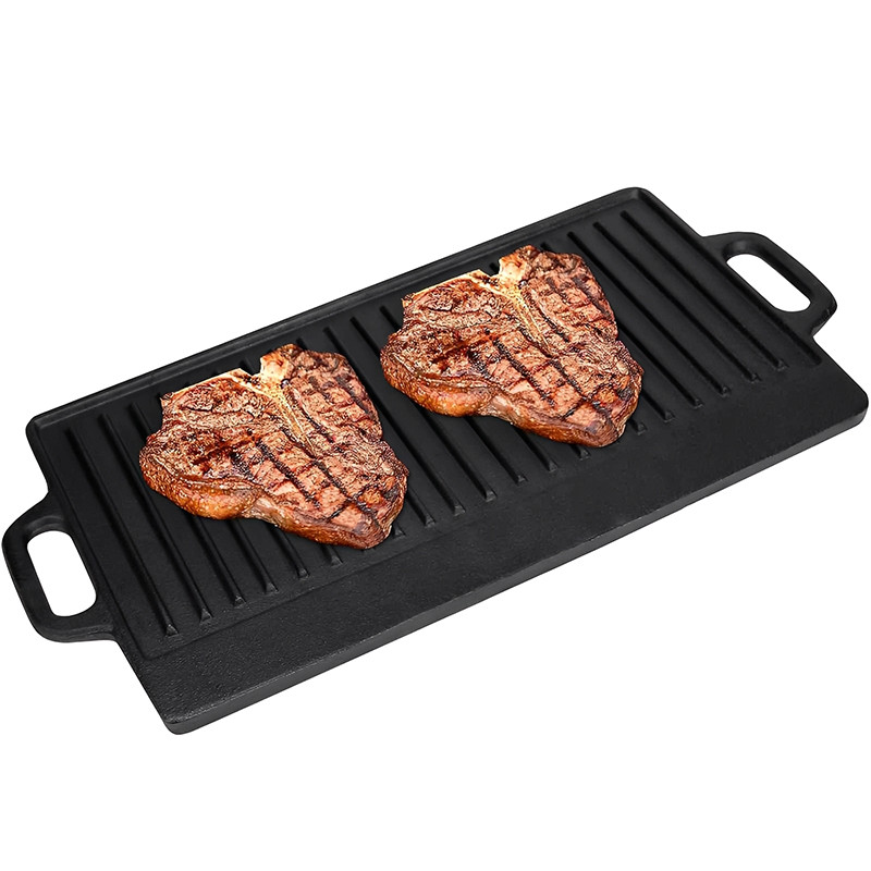 Double Sided Cast Iron Griddle Plate Reversible For All Hobs Gas ...