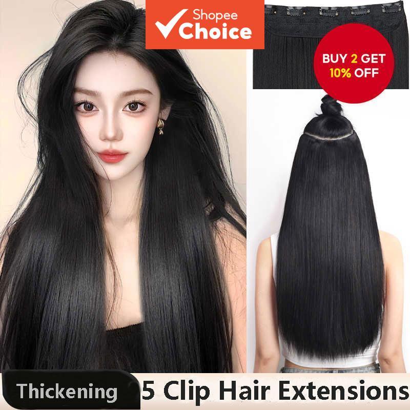 40cm/50cm/60cm Long Straight Hair Extensions Thickened 5-Clip Invisible ...