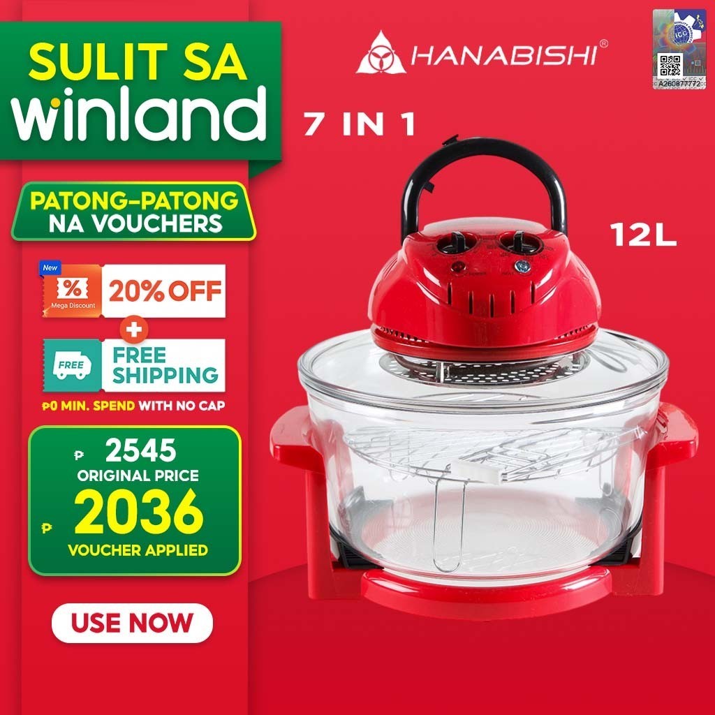 Hanabishi by Winland 7 in 1 Turbo Broiler with Tough Tempered Glass Pot ...