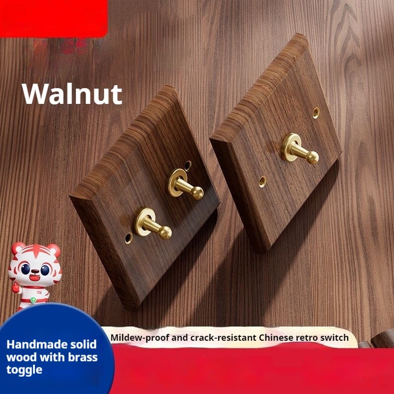 Retro Chinese Style Socket & Switch Panel - Walnut Wood Grain, Wabi ...