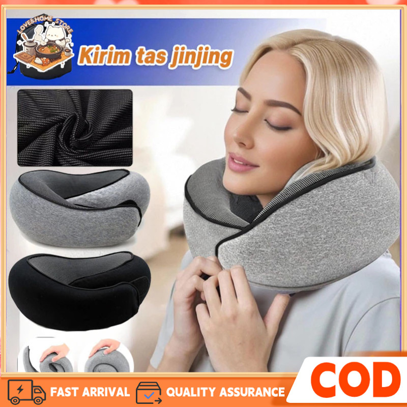 Memory Sponge Travel U-Shaped Pillow Portable Velcro Adjustable Size ...