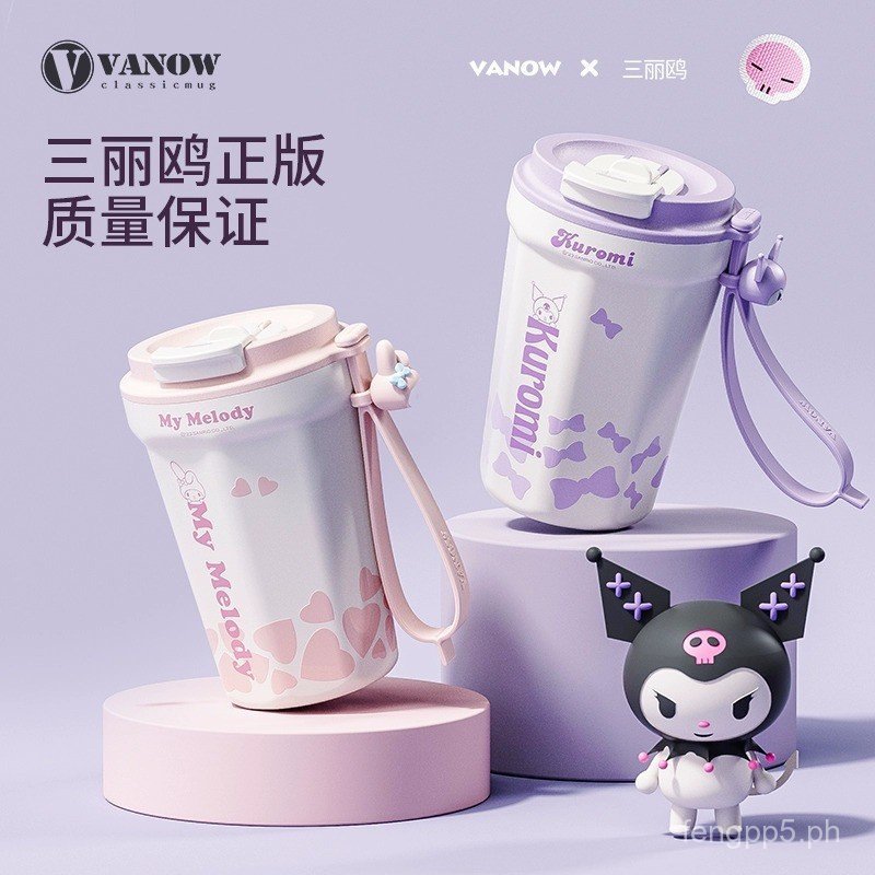 Vanow Sanrio Kuromi Coffee Thermos Cup for Women with Ceramic Inner ...