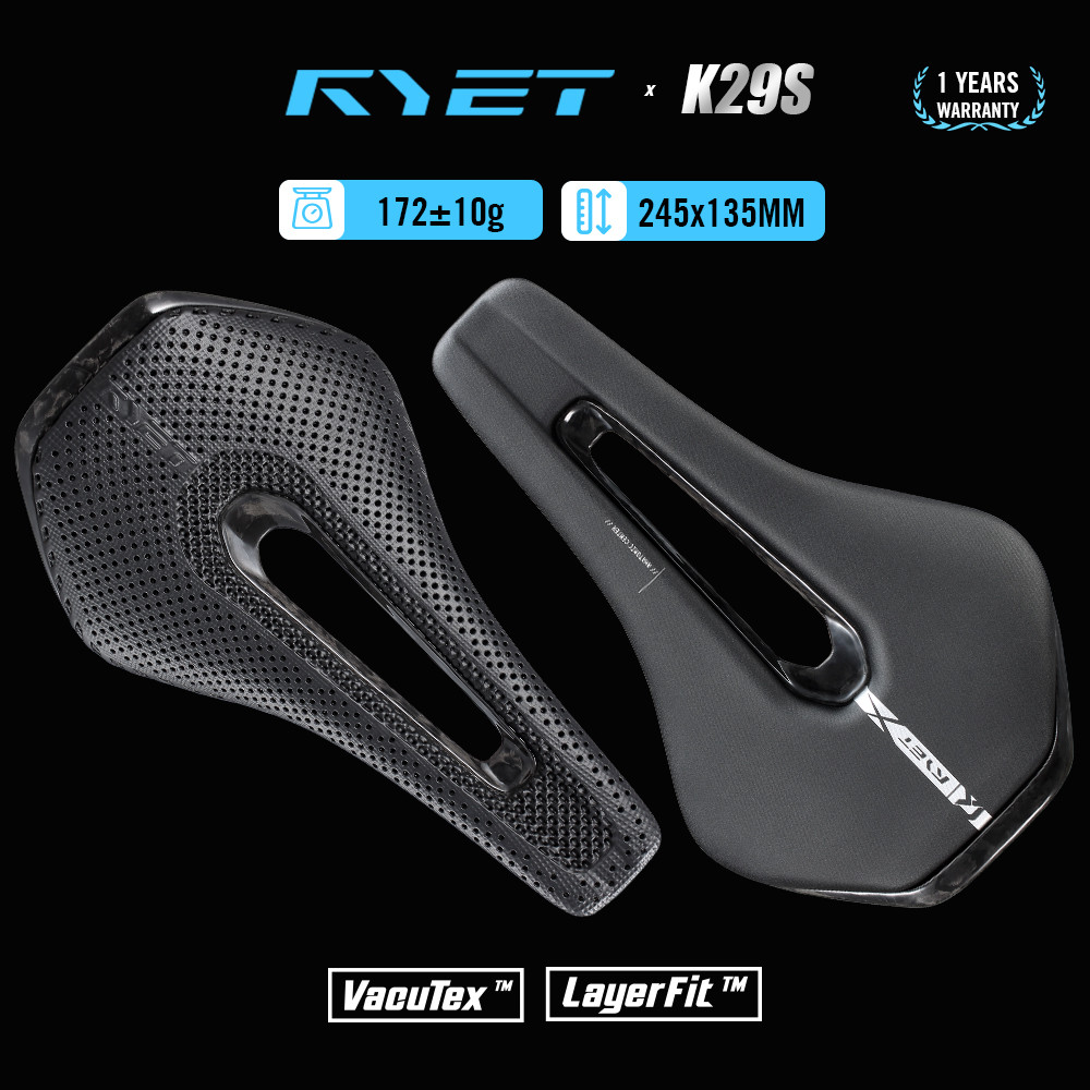 RYET Carbon Racing Saddle 3D Printed Hollow 245*135/145mm Ergonomic For ...
