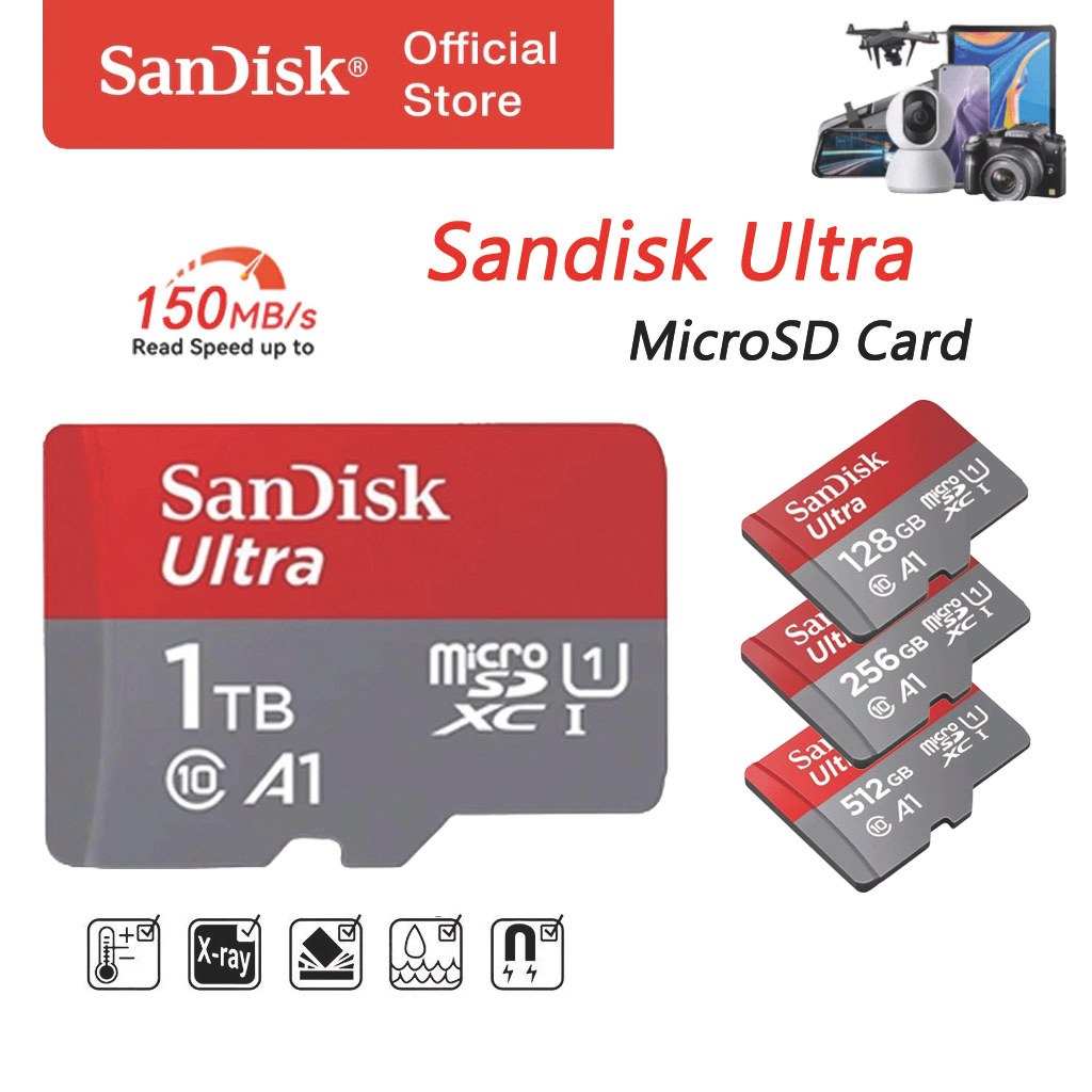 SanDisk SD Ultra MicroSD A1 Memory card Class 10 100MB/s 128GB/256GB ...