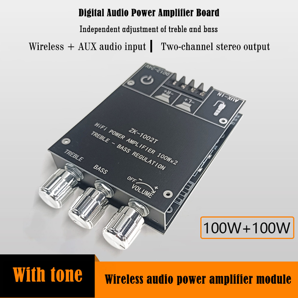 ZK-1002T Bluetooth-Compatible Amplifier HIFI 2.0 Channel 100Wx2 Audio Module Kit | Shopee ...