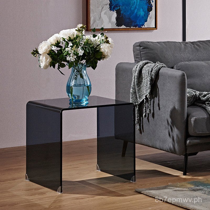 Living Room Glass Corner Table Sofa Side Table Robot Vacuum Cleaner ...