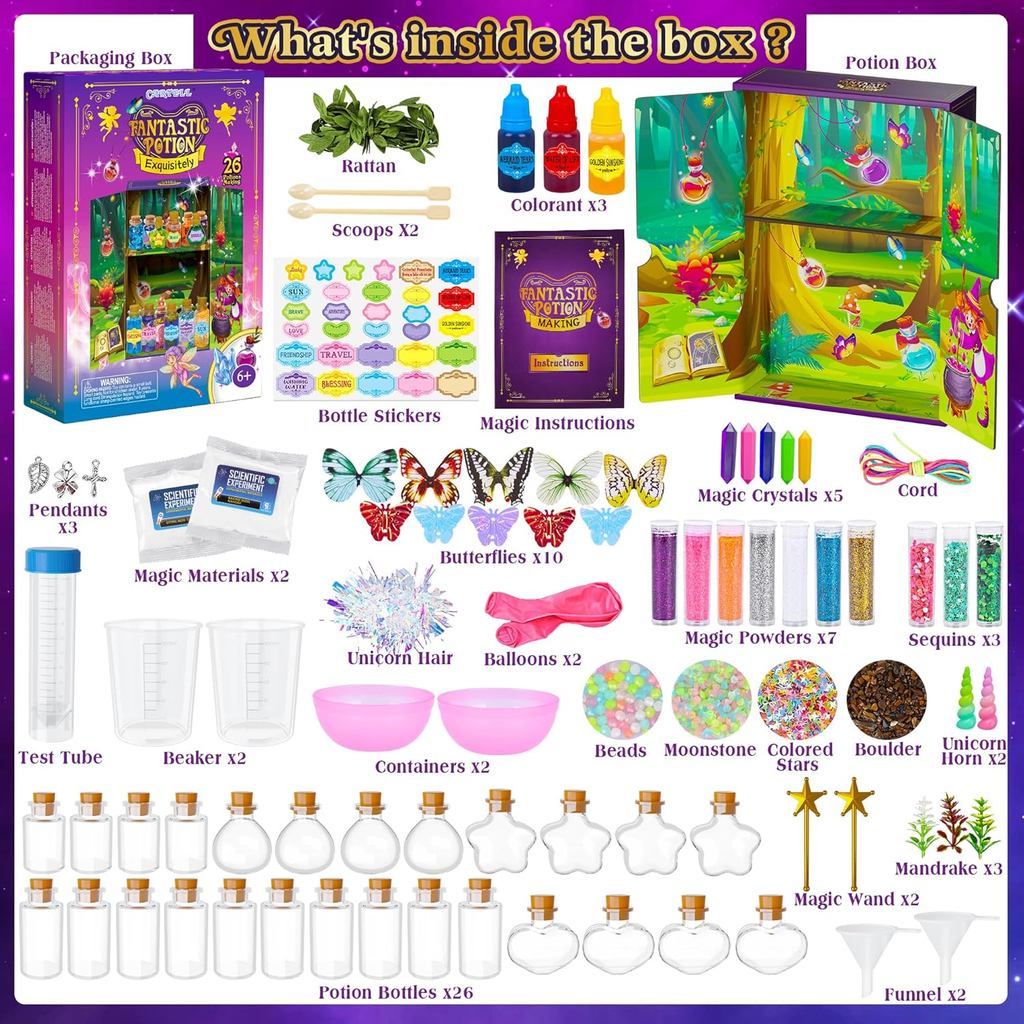Fairy Magic Potions Kit for Kids, Upgraded 26 DIY Mixed Magic Wizard ...