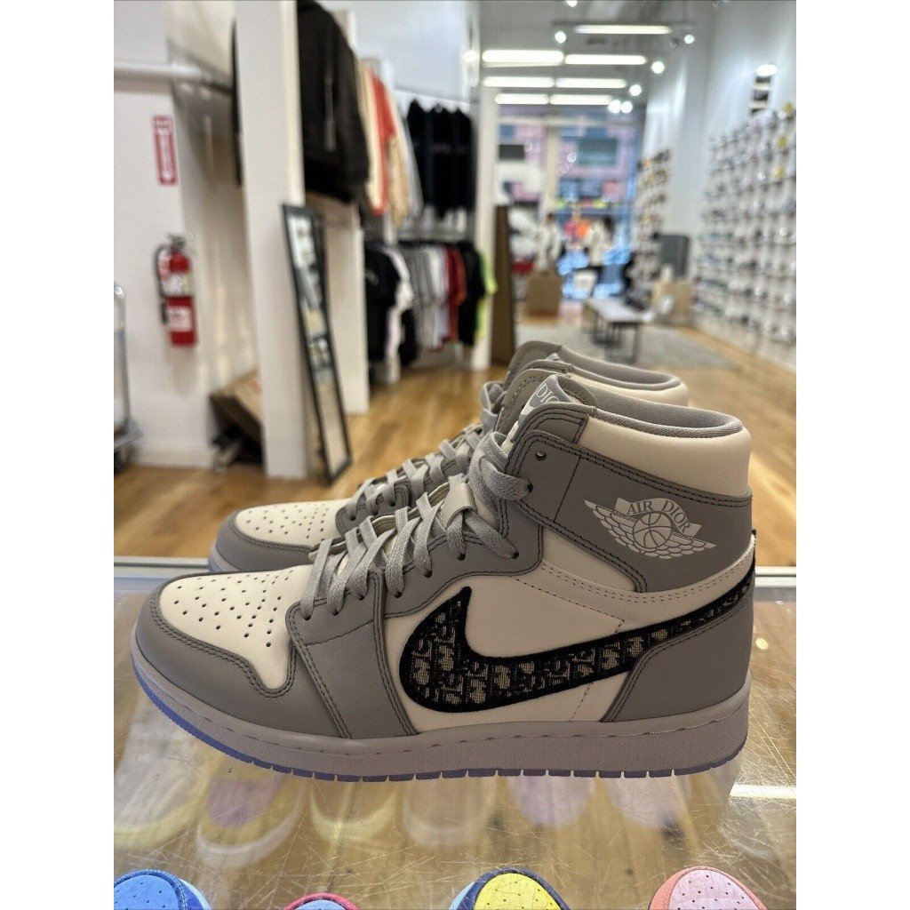 Air Jordan 1 DIOR Retro High Gray/Black-sail Men's and Women's ...