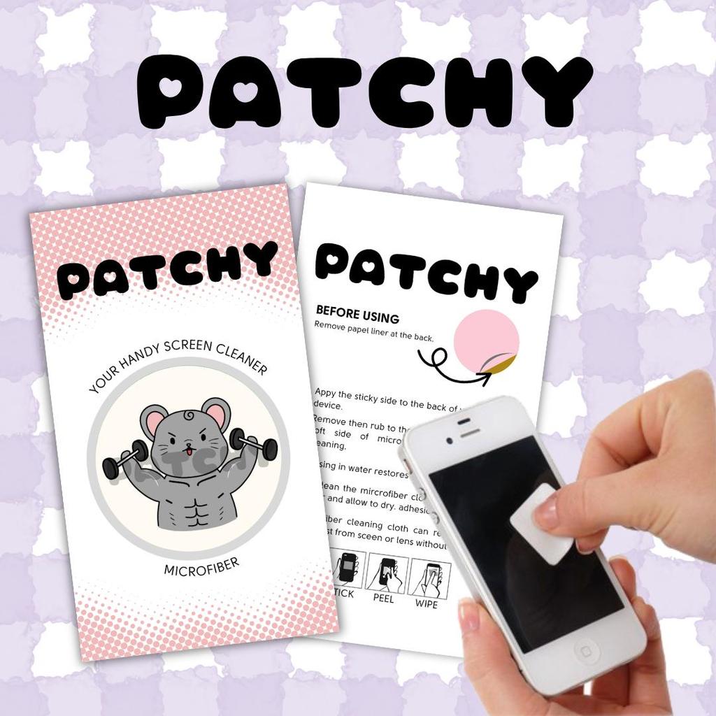 PATCHY Microfiber Screen Cleaner GYM RAT V2 Reusable 4x4cm Compact ...