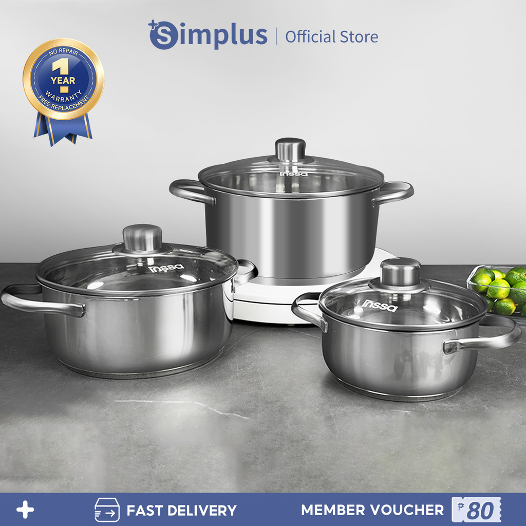 SimplusxINSSA 304 Stainless Steel Soup Pot 16/20/24cm | Shopee Philippines