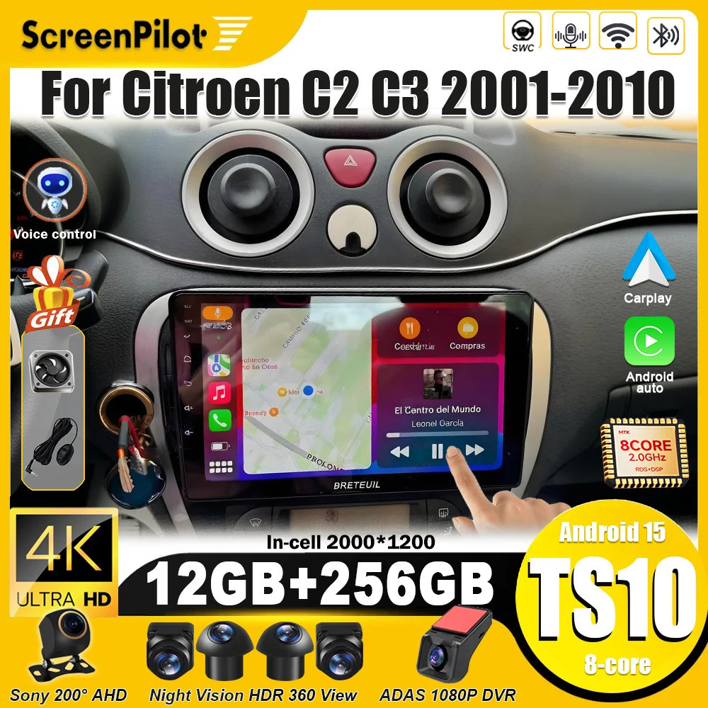 Android 15 For Citroen C2 C3 2001 2002 2003 2004-2010 Car Radio 2 Din ...