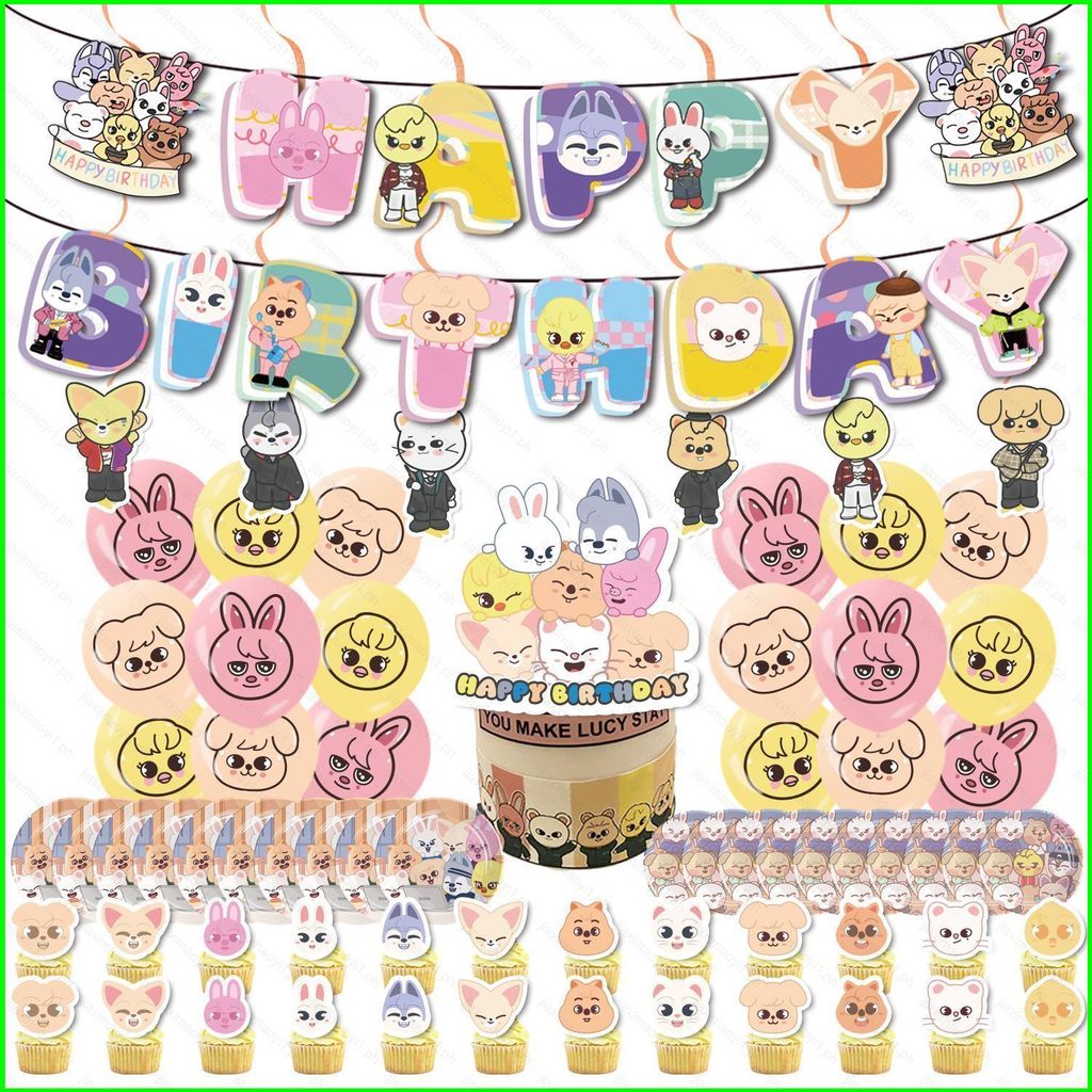 JX1 Stray Kids SKZOO theme kids birthday party decorations banner cake ...