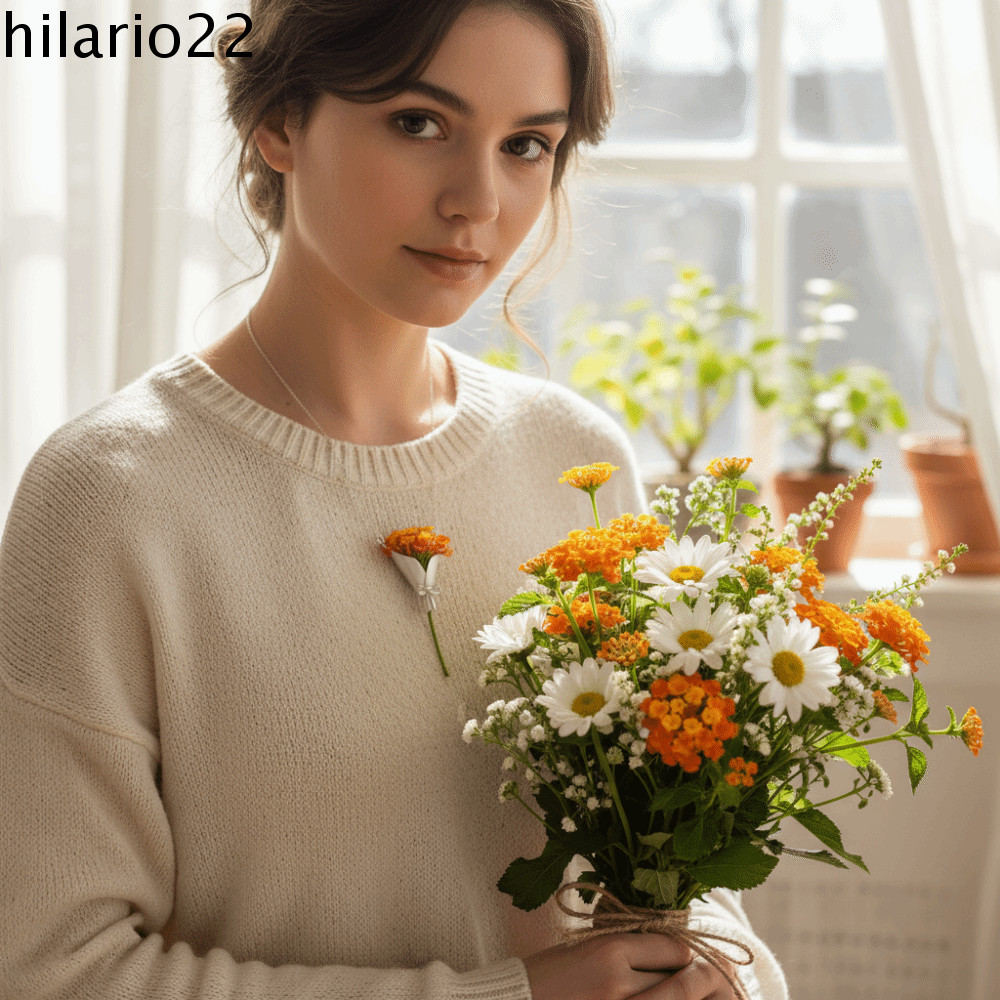 HILARIO Flower Bouquet Necklace, Silver Bow Flower Collarbone Chain ...