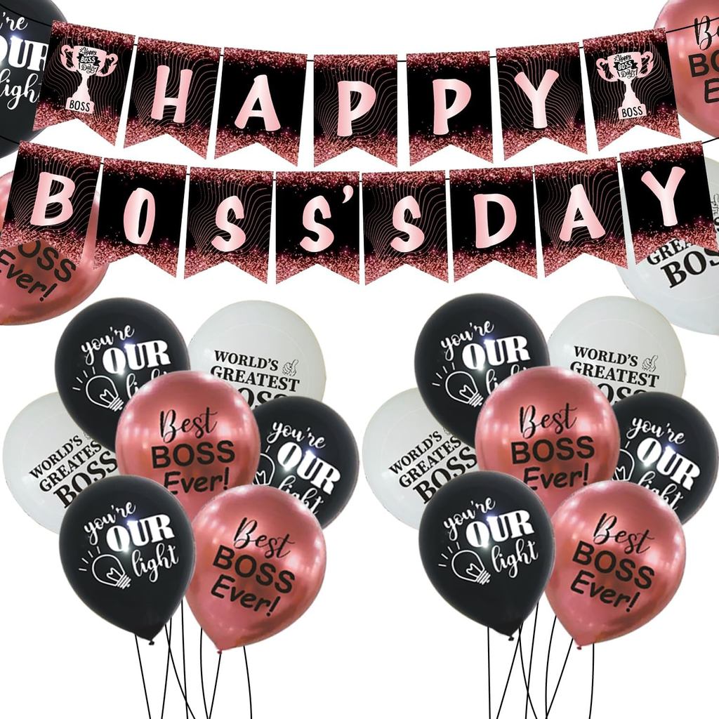 Boss's Day Decoration for Women - Happy Banner and Balloons for ...