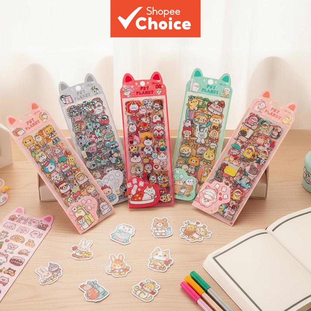 Creative Waterproof PET Stickers - 10pcs Pack, Cute Cartoon Design for ...