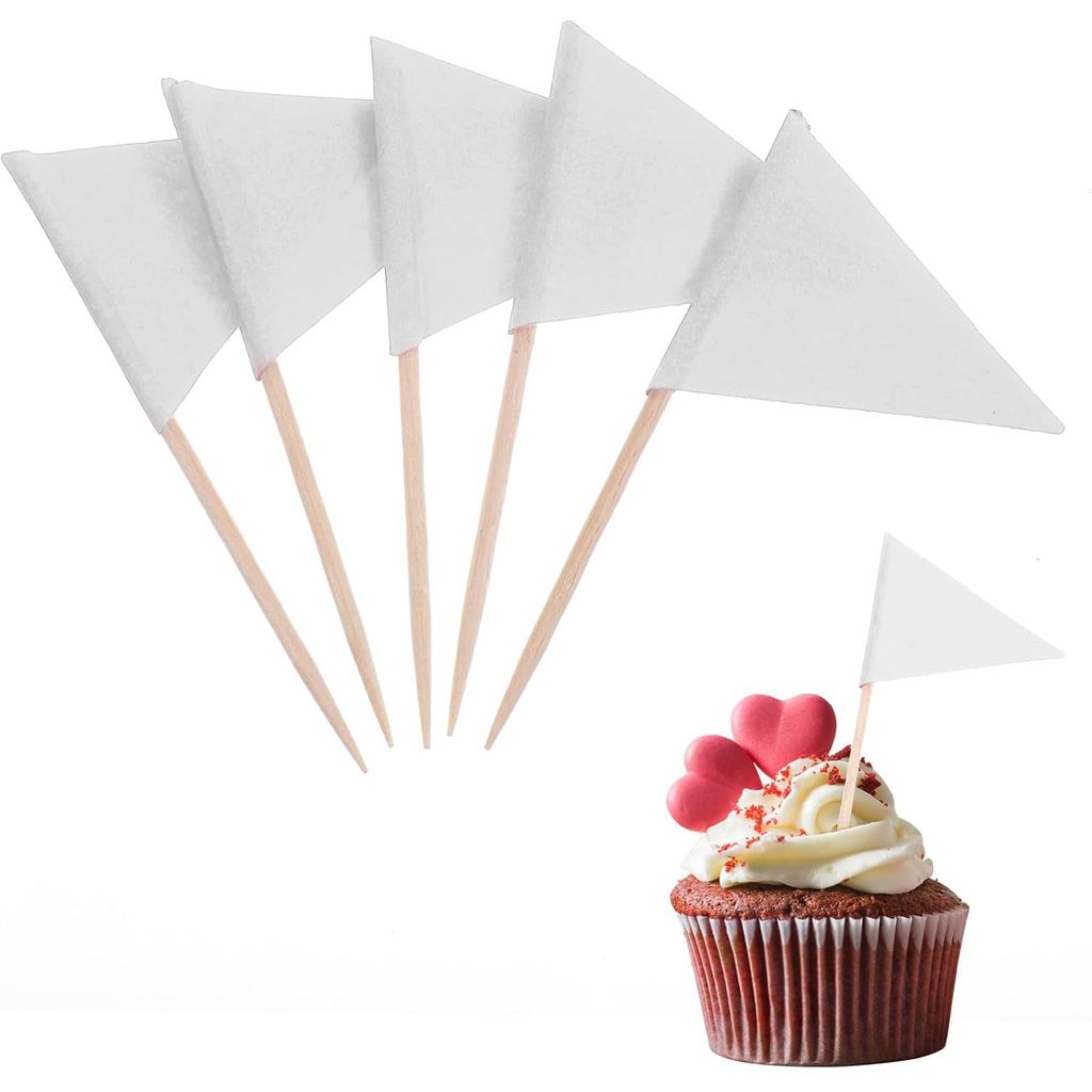 100 Pcs White Flag Cupcake Topper Sticks, Mini Golf Flags Toothpicks ...