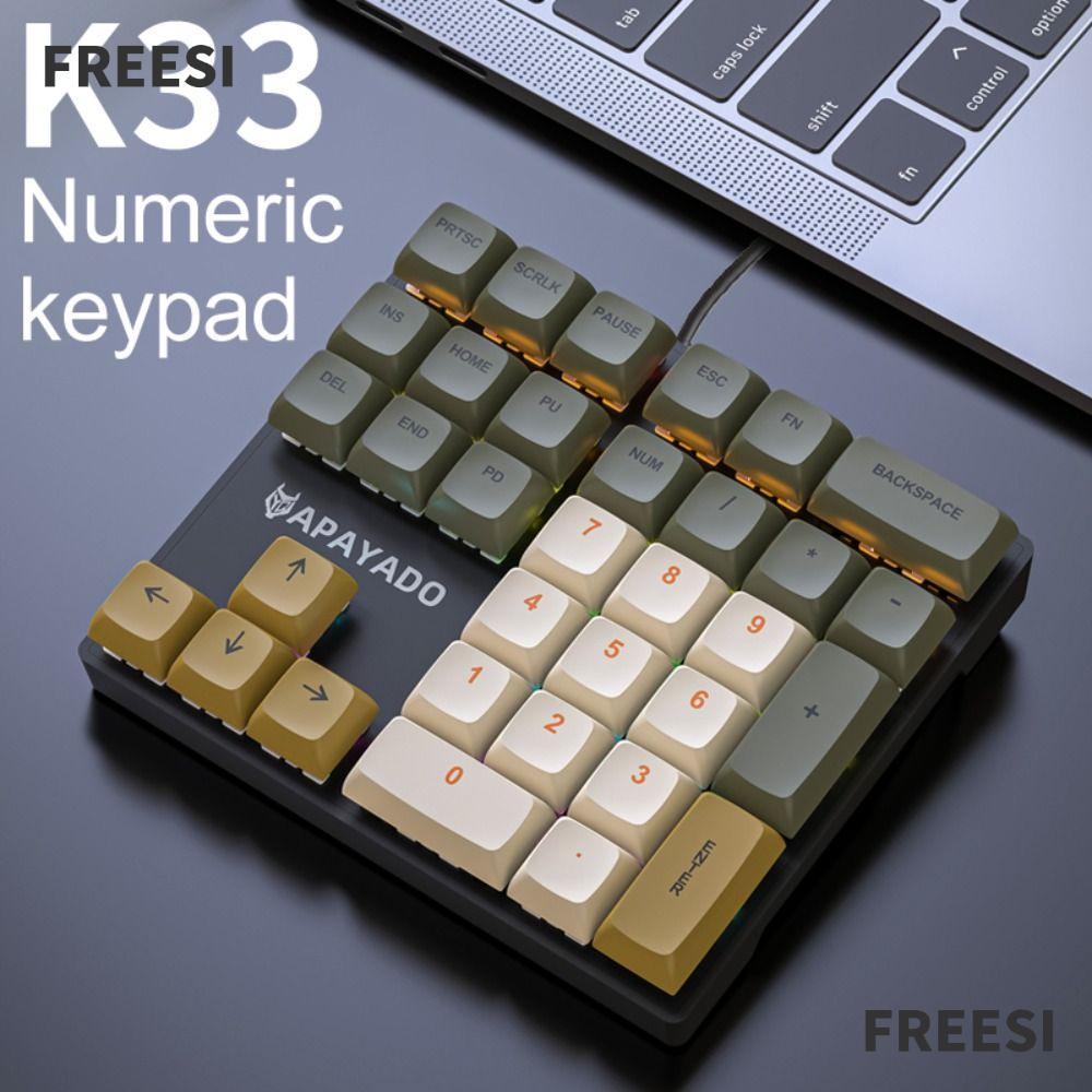 FREESI Numeric Keypad, 33 Keys Mechanical Switches Mini Mechanical ...