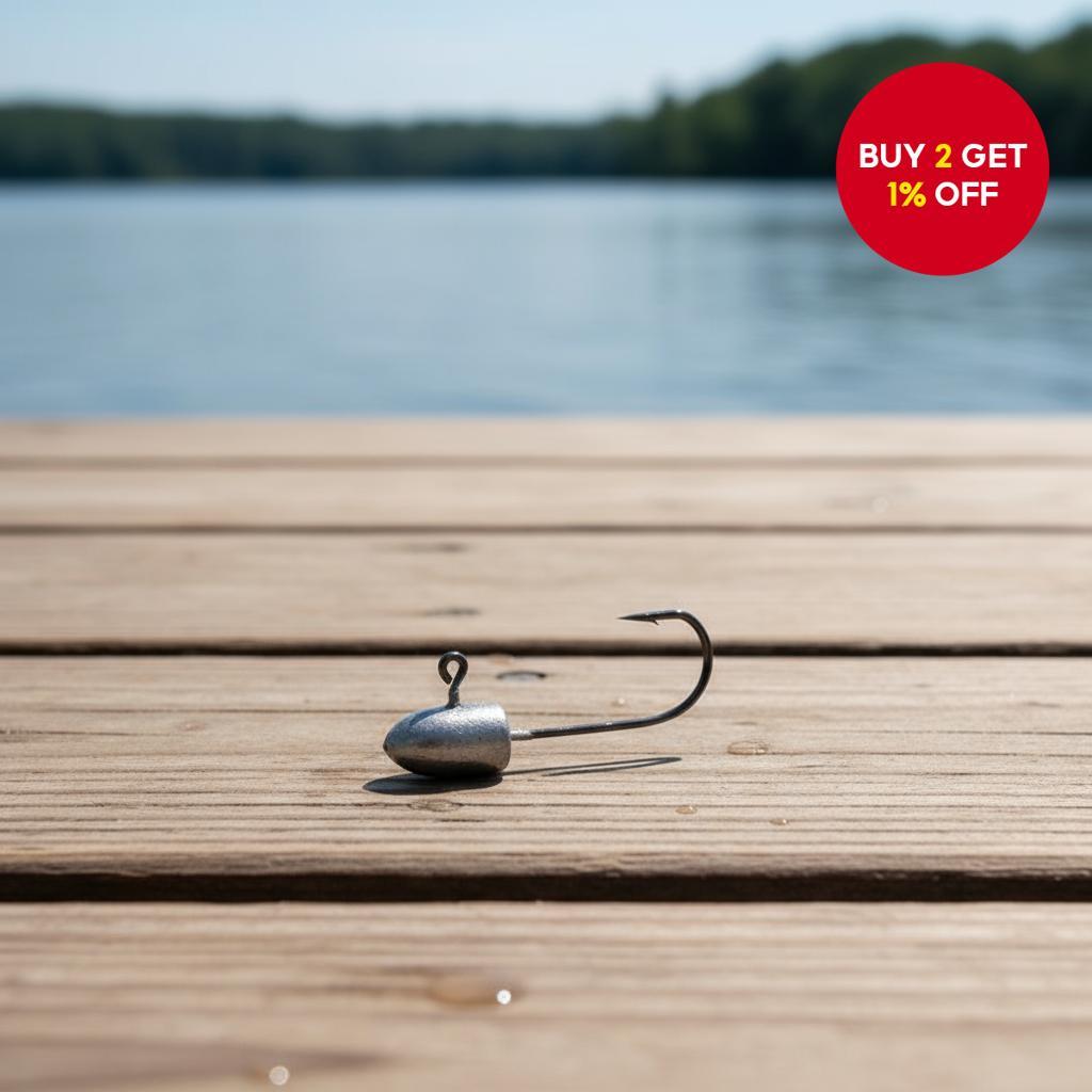 Set of 10 Lead Head Hooks for Raft Fishing with Barbed Lure Bait Soft ...