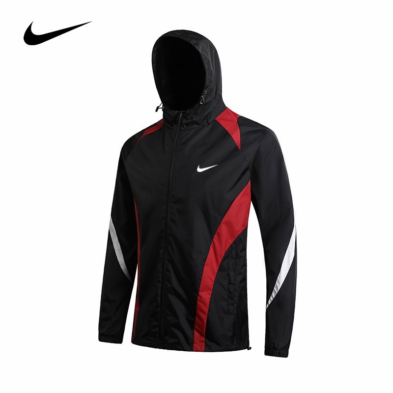 100%Original Nike Athletic Patchwork Hooded Windbreaker Jacket For Men ...