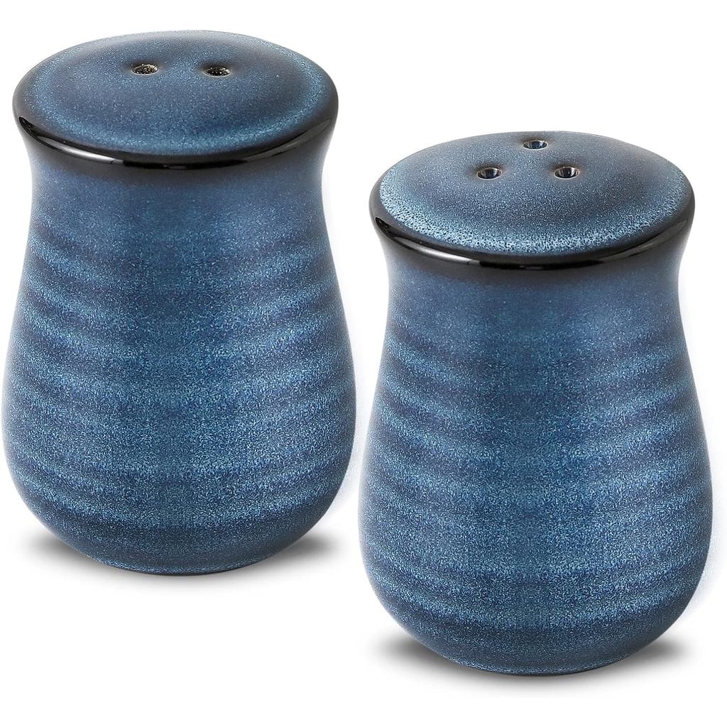 Farmhouse Ceramic Salt and Pepper Shakers Set, Tikooere Blue Vintage ...