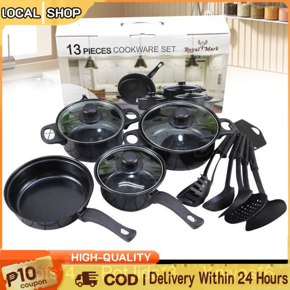 【Manila Ready Stock】12Pcs Non Stick Cookware Set Cooking Pot Set with ...