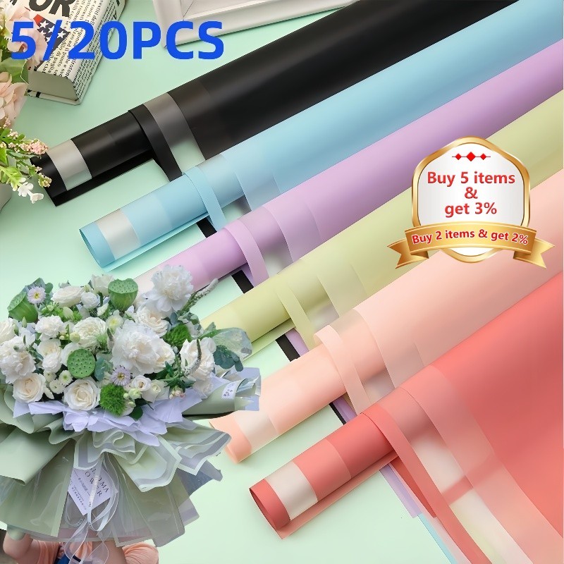 5/20 Pieces of Transparent Border Flower Packaging Flower Plastic ...