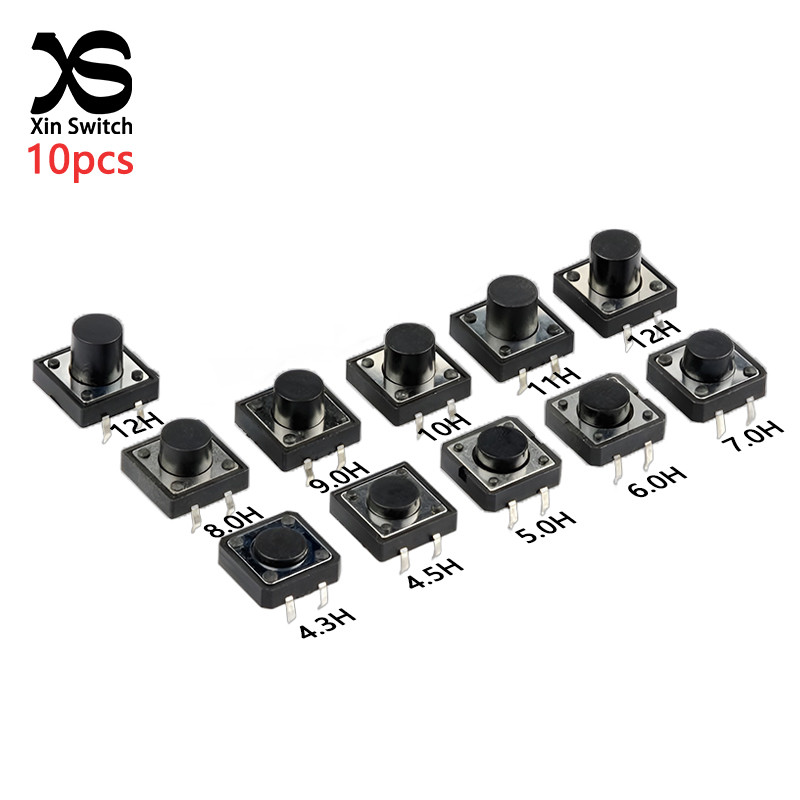 10pcs 12x12 Tact Switch Vertical 12*12*4.3/4.5/5/6/7/8/9/10/11/12/13mm ...