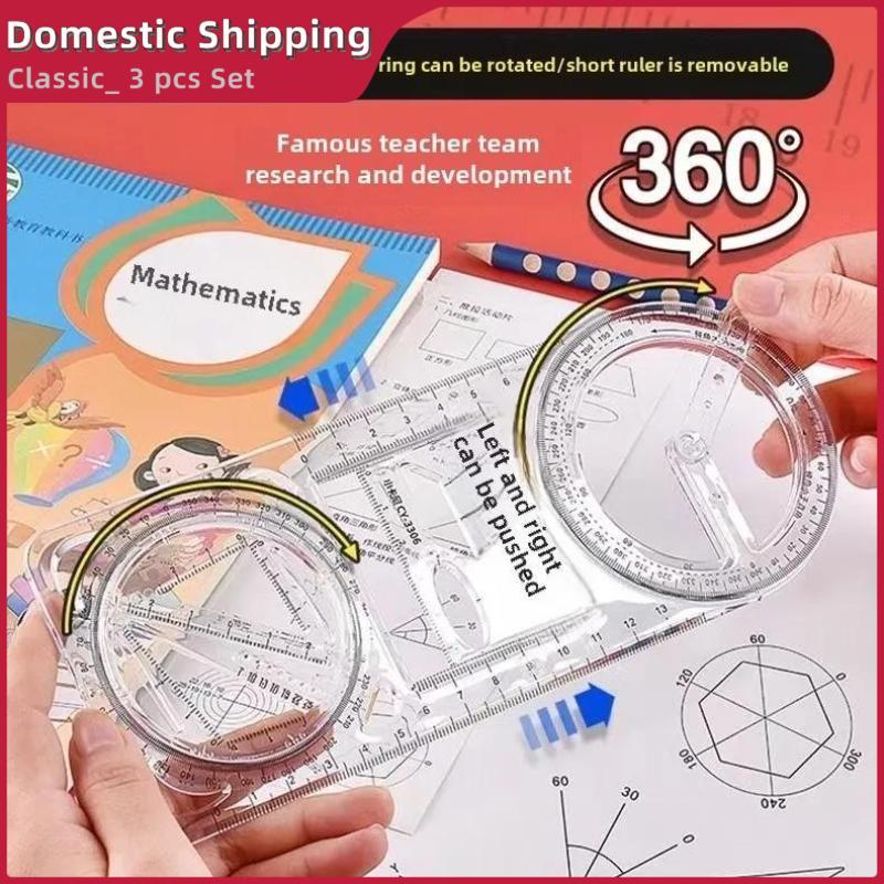 New Multi-Function Rotatable Math Geometry Ruler, Spirograph Drawing ...