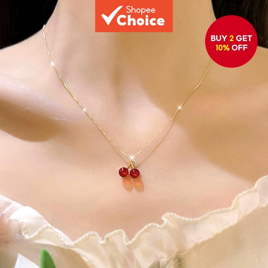 Women's Cherry Red Necklace Fashion Minimalist Luxury Versatile ...