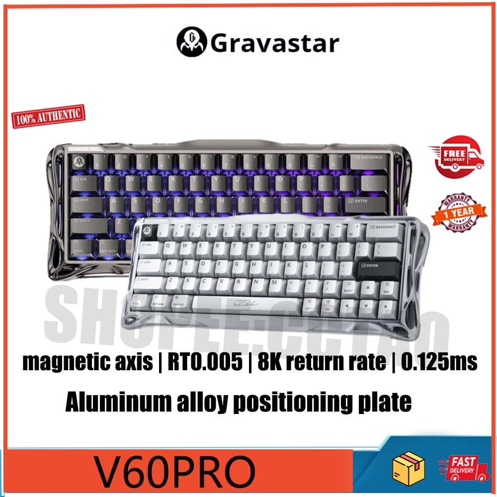 GRAVASTAR V60PRO all aluminum customized RT0.005 UFO switch RGB wired ...