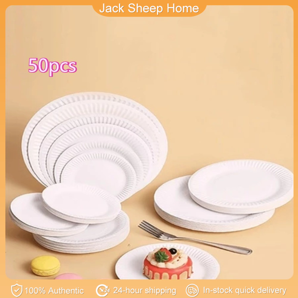 50Pcs White Disposable Party Paper Plates,9inches Strong Paper Plates ...