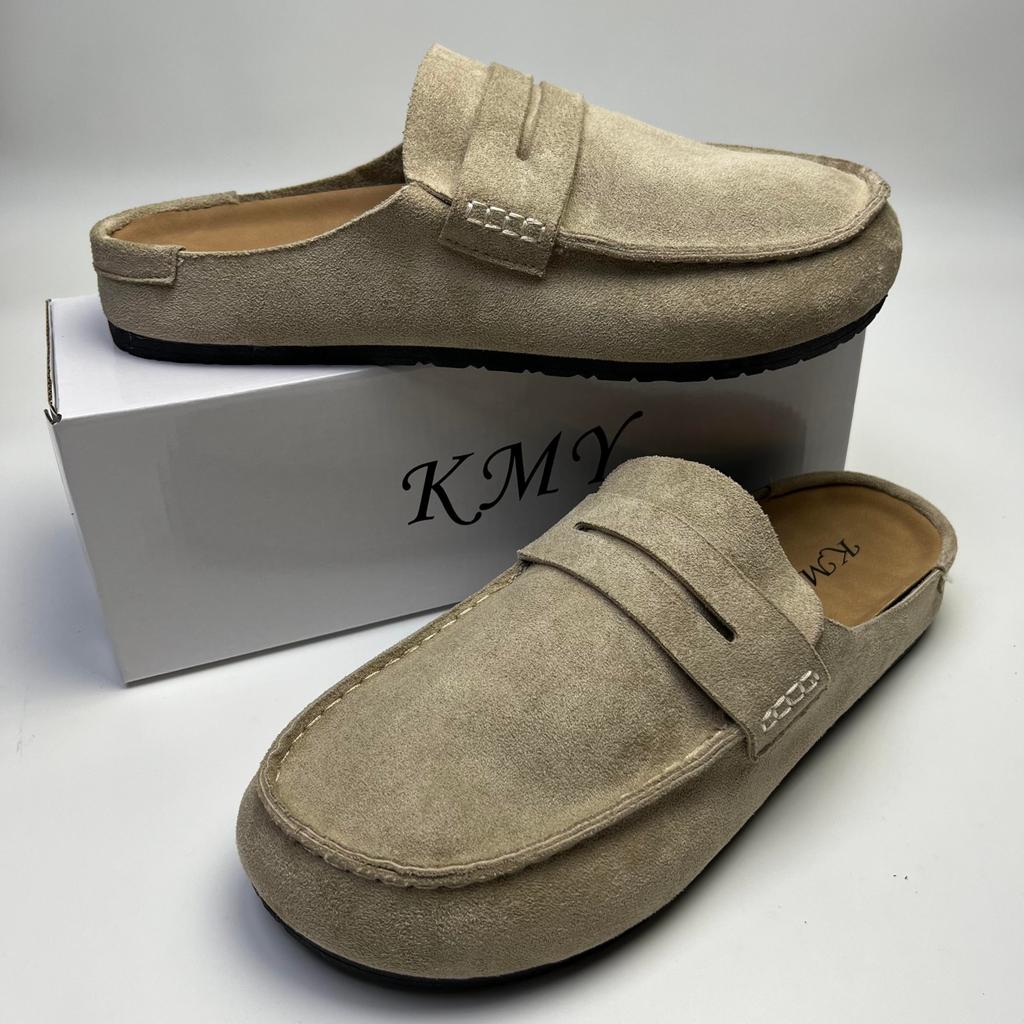 KMY Penny Clogs Soft Cowhide Leather Couple Slipper for Women and Men ...