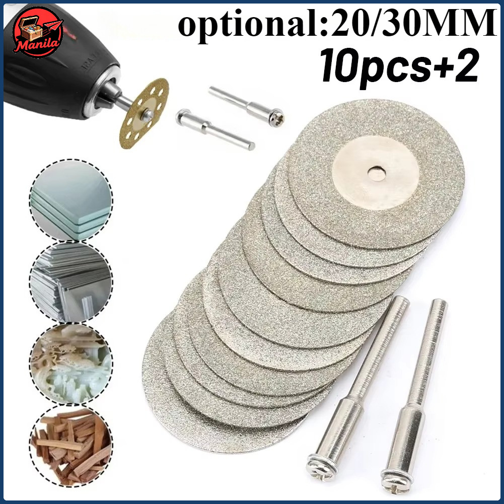 1set 10pcs 20mm 30mm Mini Diamond Cutting Disc With 2 Arbour Shank ...