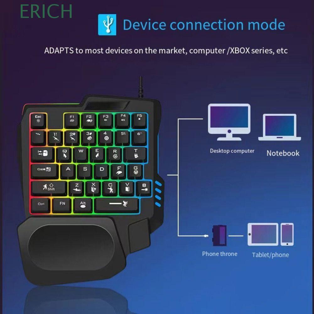 ERICH Single Hand Keyboard, USB Luminous One Handedly Keyboard ...