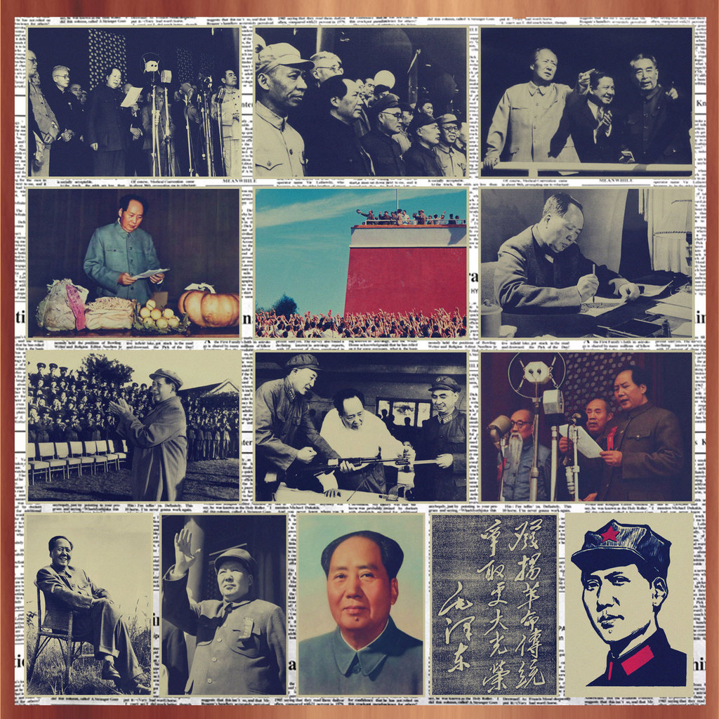 Great Man Mao Zedong Portrait Chairman Mao Nostalgic Poster Retro Kraft ...