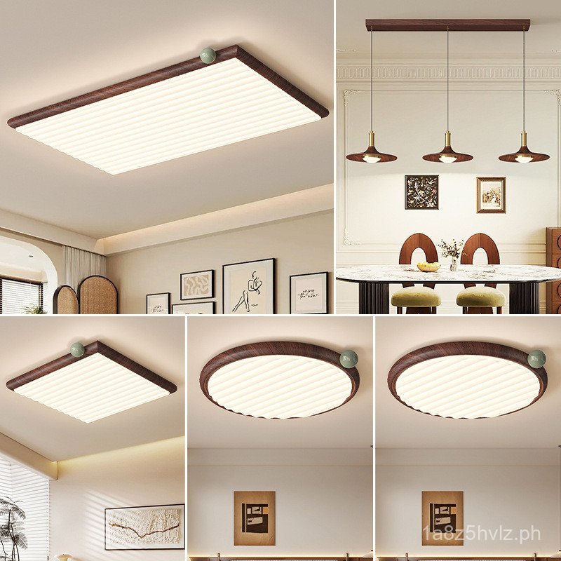 Vintage Style Living Room Lamp Hall Main Lamp Walnut Color Natural Wood ...