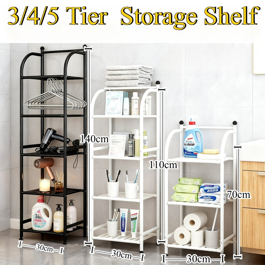 Black/White Kitchen Shelf Bathroom Toilet Shelf Rack Cabinet Storage ...