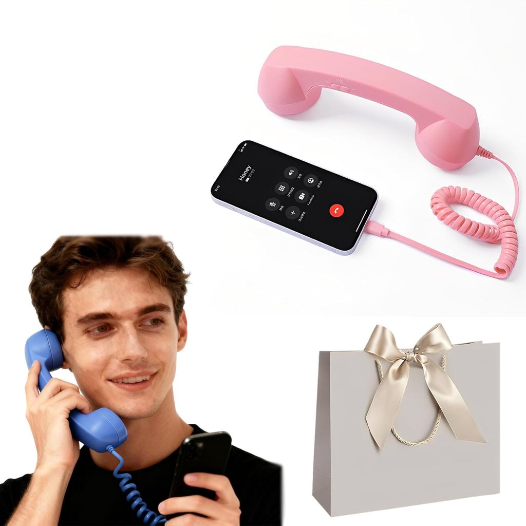 Retro Style Type-C Phone Handset, 2026 Upgraded Landline Style Receiver ...