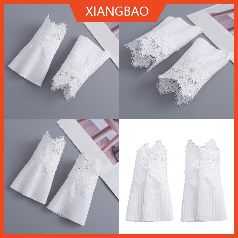 xiangbao Pleated Arm Cuffs Faux Sleeves With Flower Embroidery Design ...