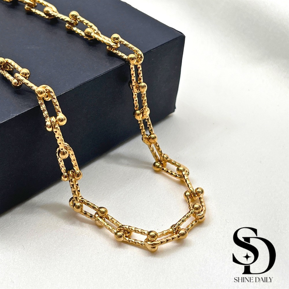 Shine Diacut Textured Hardware Necklace & Bracelet | Premium Non ...