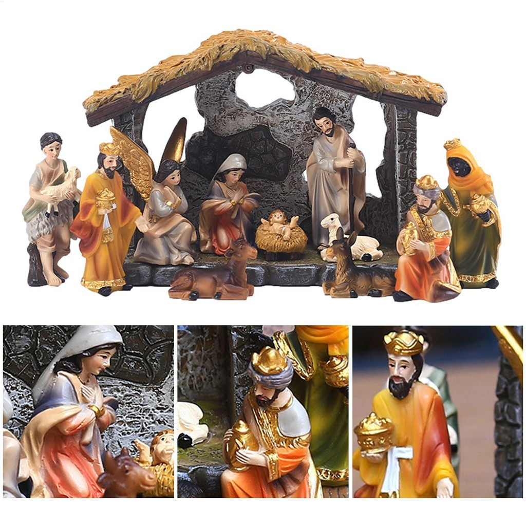 12pcs Nativity Tabletop Scenes Christmas Village Nativity Scene Set ...
