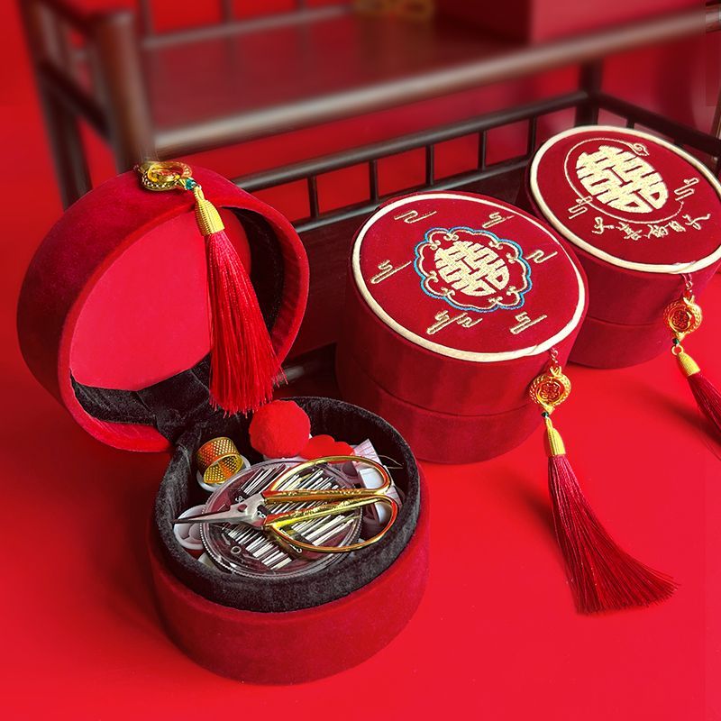 Embroidery Sewing Box Red Wedding Bride Dowry Set Dowry Full Set One ...