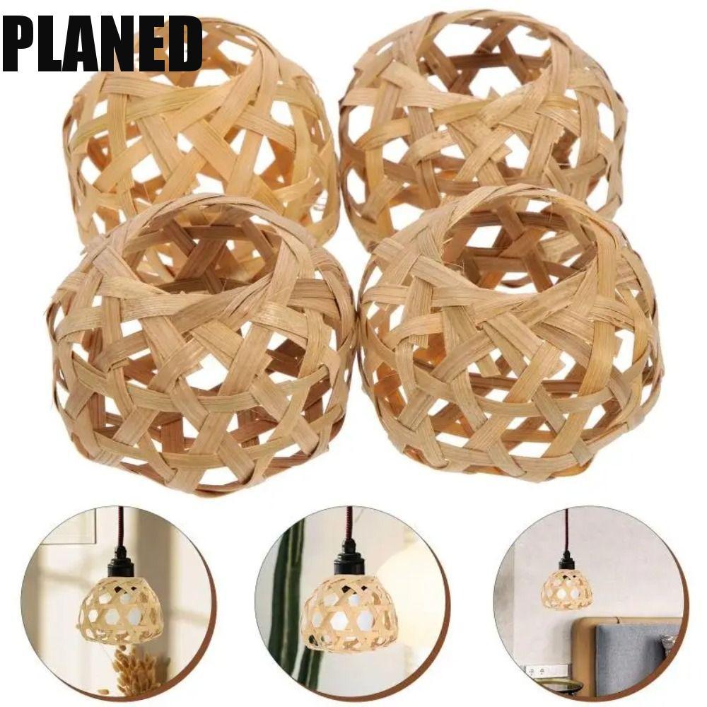 PLANED Woven Bamboo Lamp Shade, Bamboo Cage Globe Bulb Lampshades ...