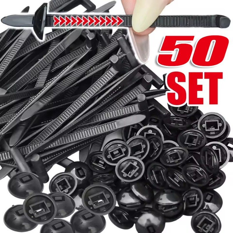 10/30/50Sets Universal Nylon Cable Tie Buckles - Heavy Duty Self ...