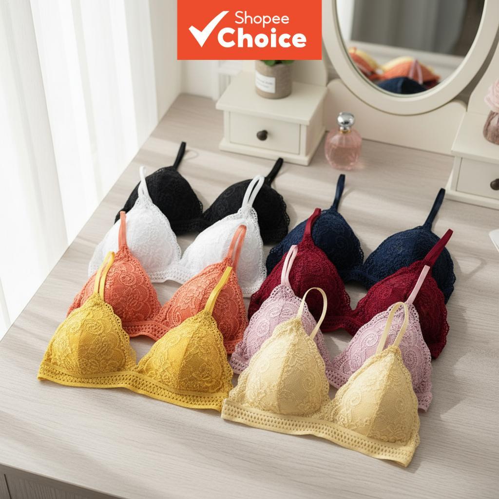 French Lace Triangle Cup Bra, Adjustable Straps | Shopee Philippines