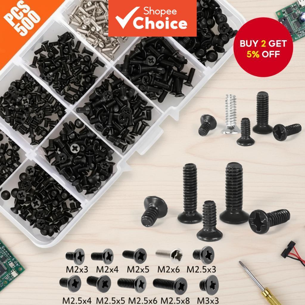 500Pcs Computer Screws Assortment Set Black M2 M2.5 M3 for PC Laptop ...