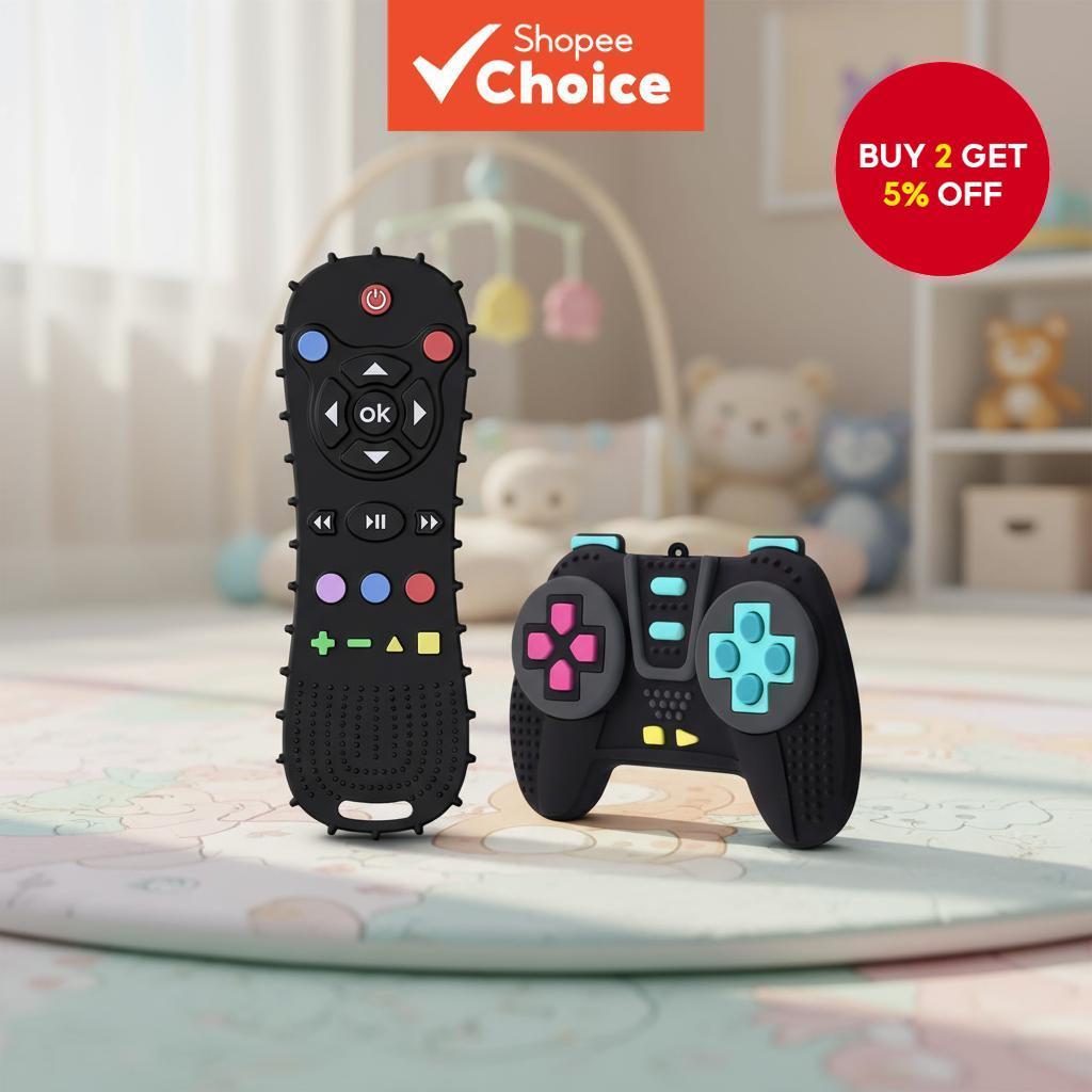 2pcs Silicone Baby Teething Toys, BPA Free, CPC Certified, Remote and ...